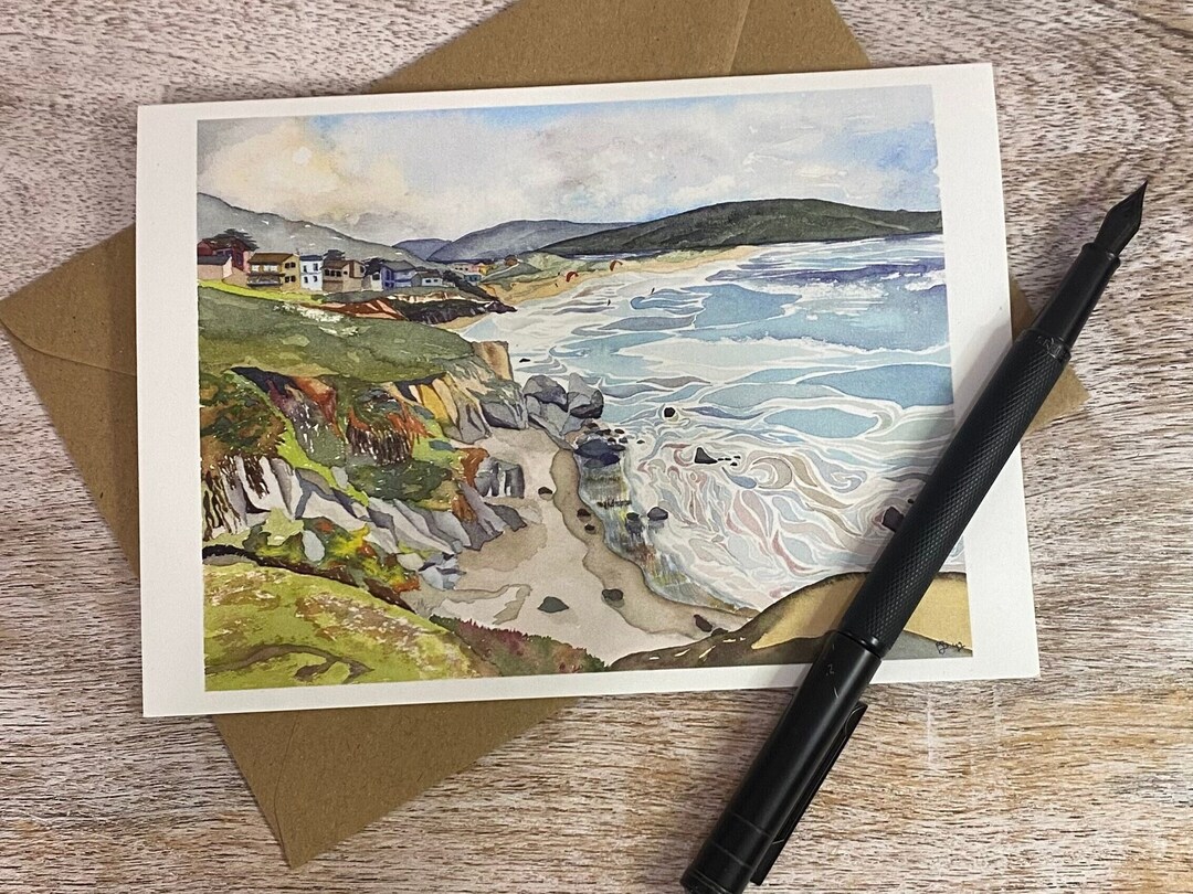 Set of 5dillon Beach Greeting Cards, Coastal Watercolors, Notecards ...