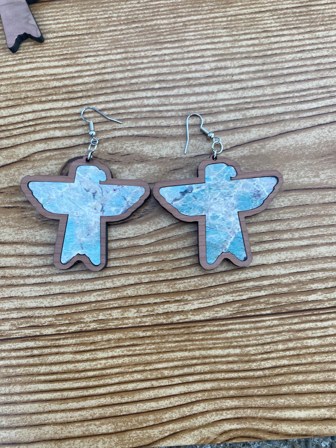 Turquoise Inlay Eagle Earrings - Etsy