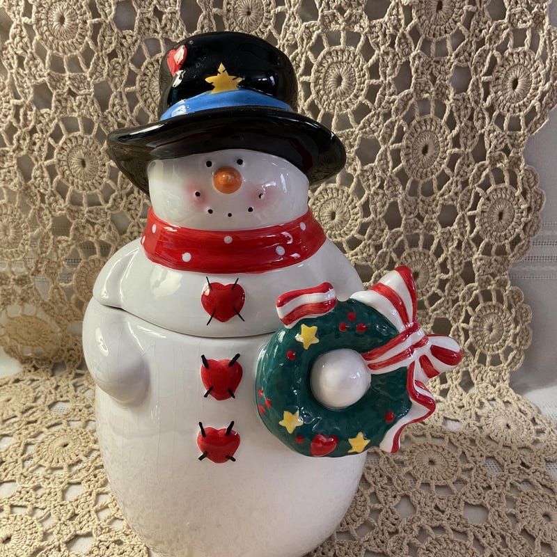 Snowman Cookie Jar - Etsy