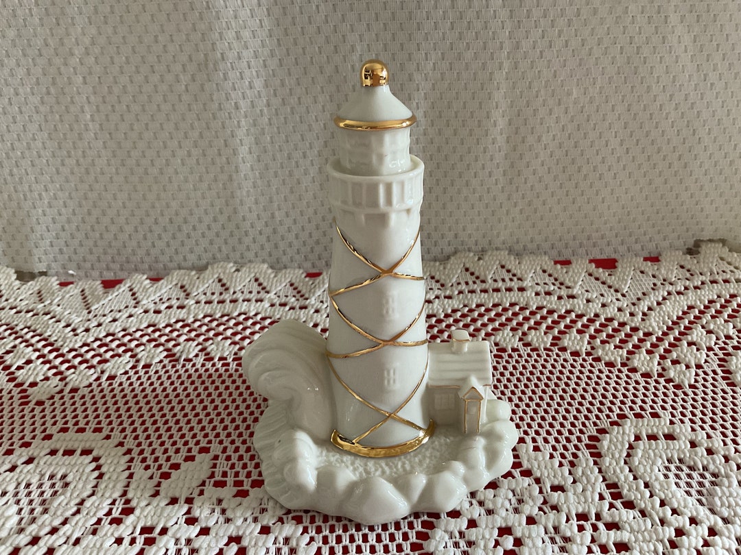 Lovely Lenox White & Gold Small Sized Lighthouse Figurine - Etsy