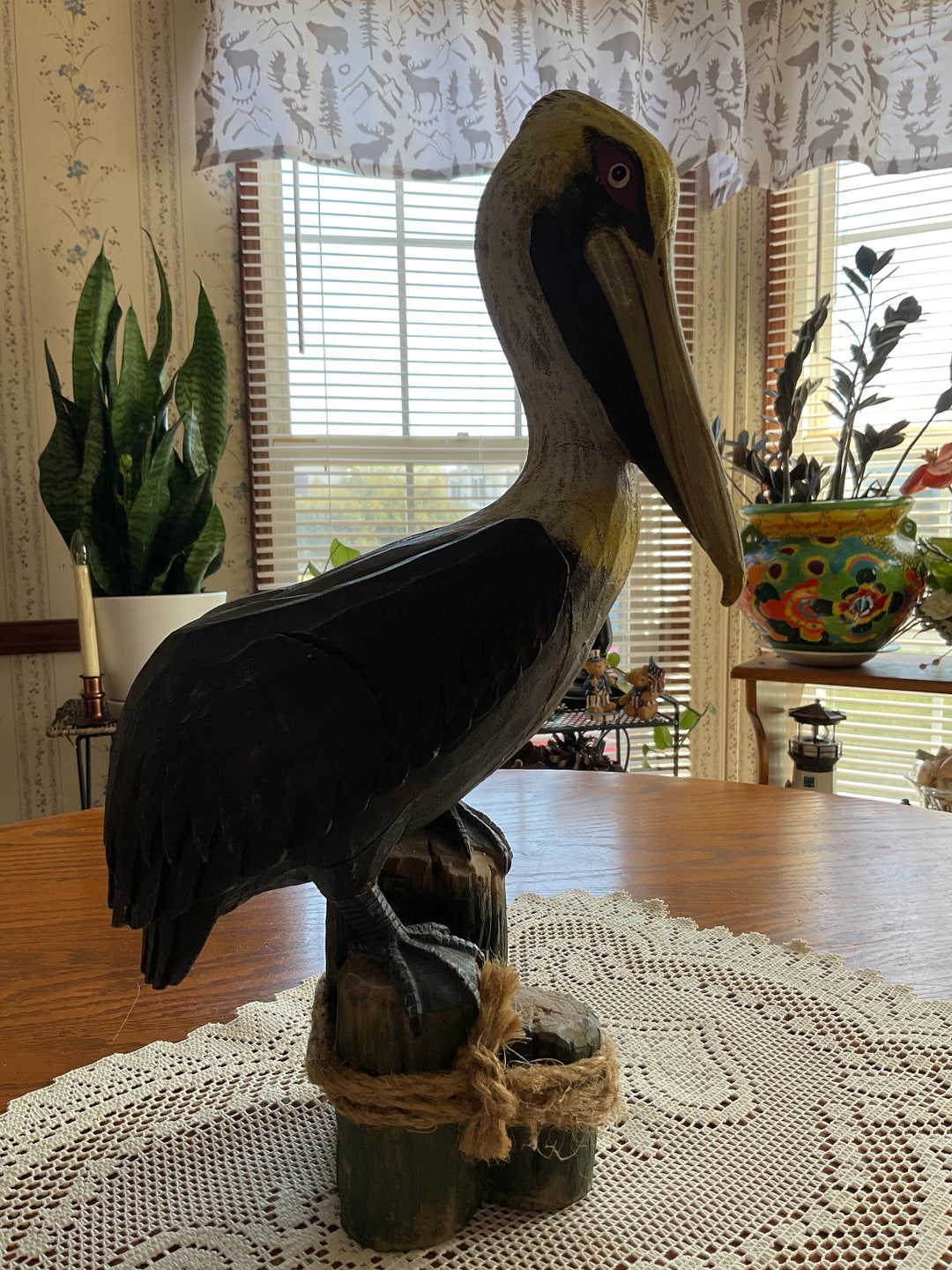 14 Hand Carved North Carolina Nautical Themed Wood Pelican Statue ...