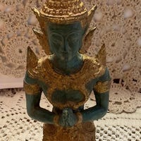 Wooden Carved Kneeling Thailand Thai Princess Tribal Goddess Praying ...