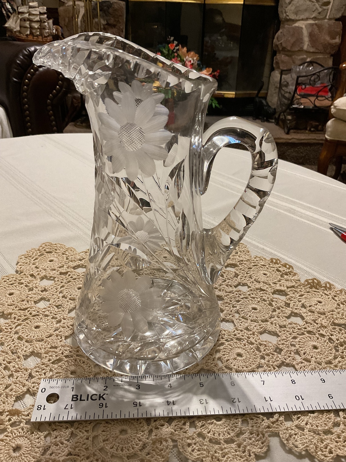 American Brilliant Cut Glass Pitcher - Etsy