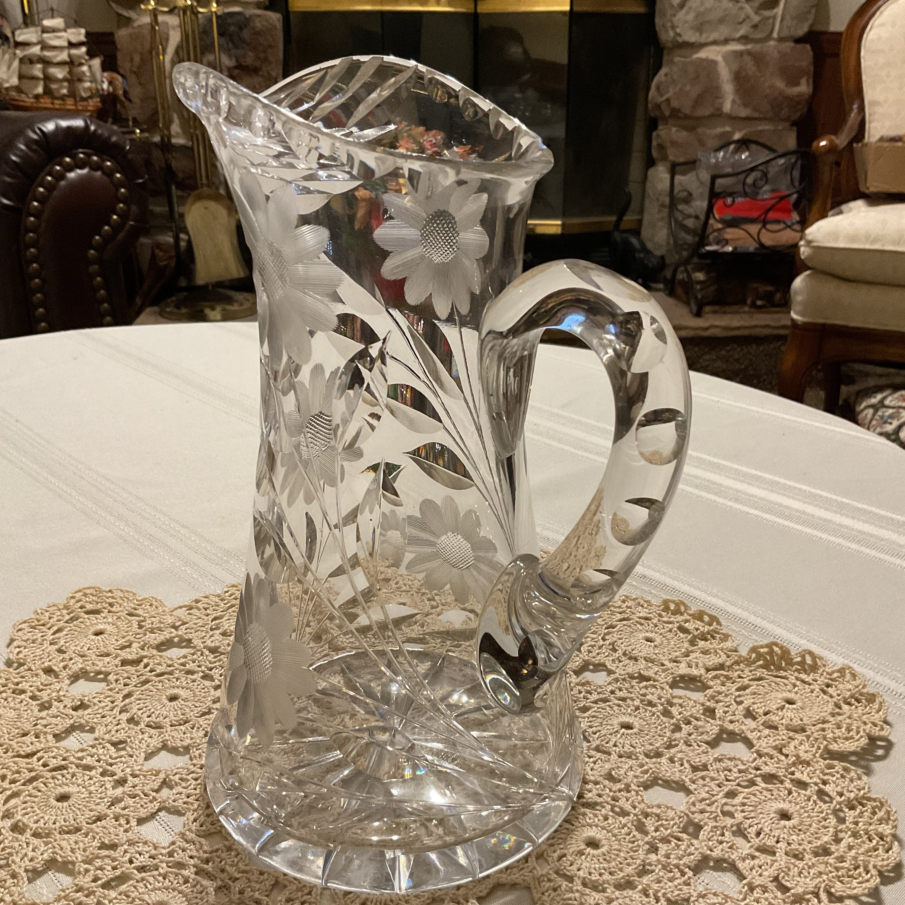 American Brilliant Cut Glass Pitcher - Etsy