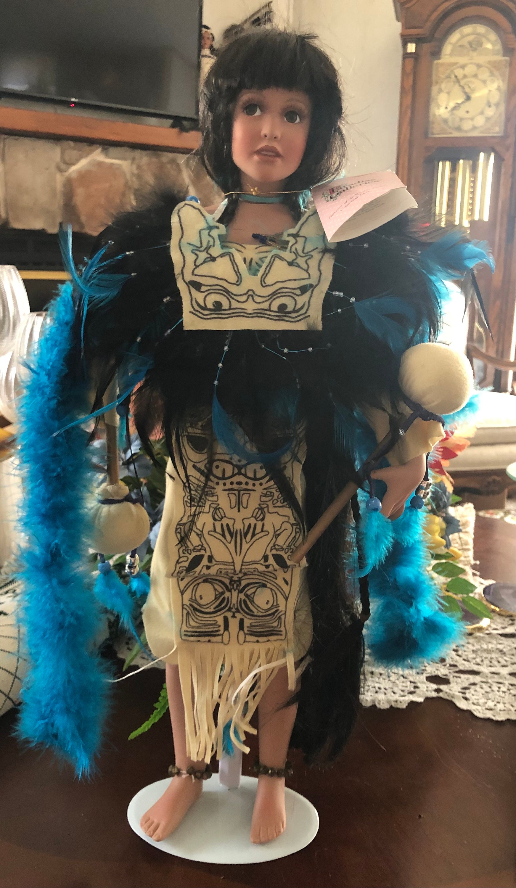 Porcelain Native American Doll - Etsy