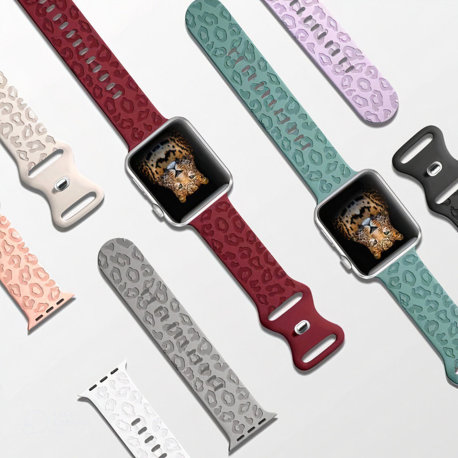 Engraved Bands Compatible With Apple Watch, Leopard Pattern Soft ...