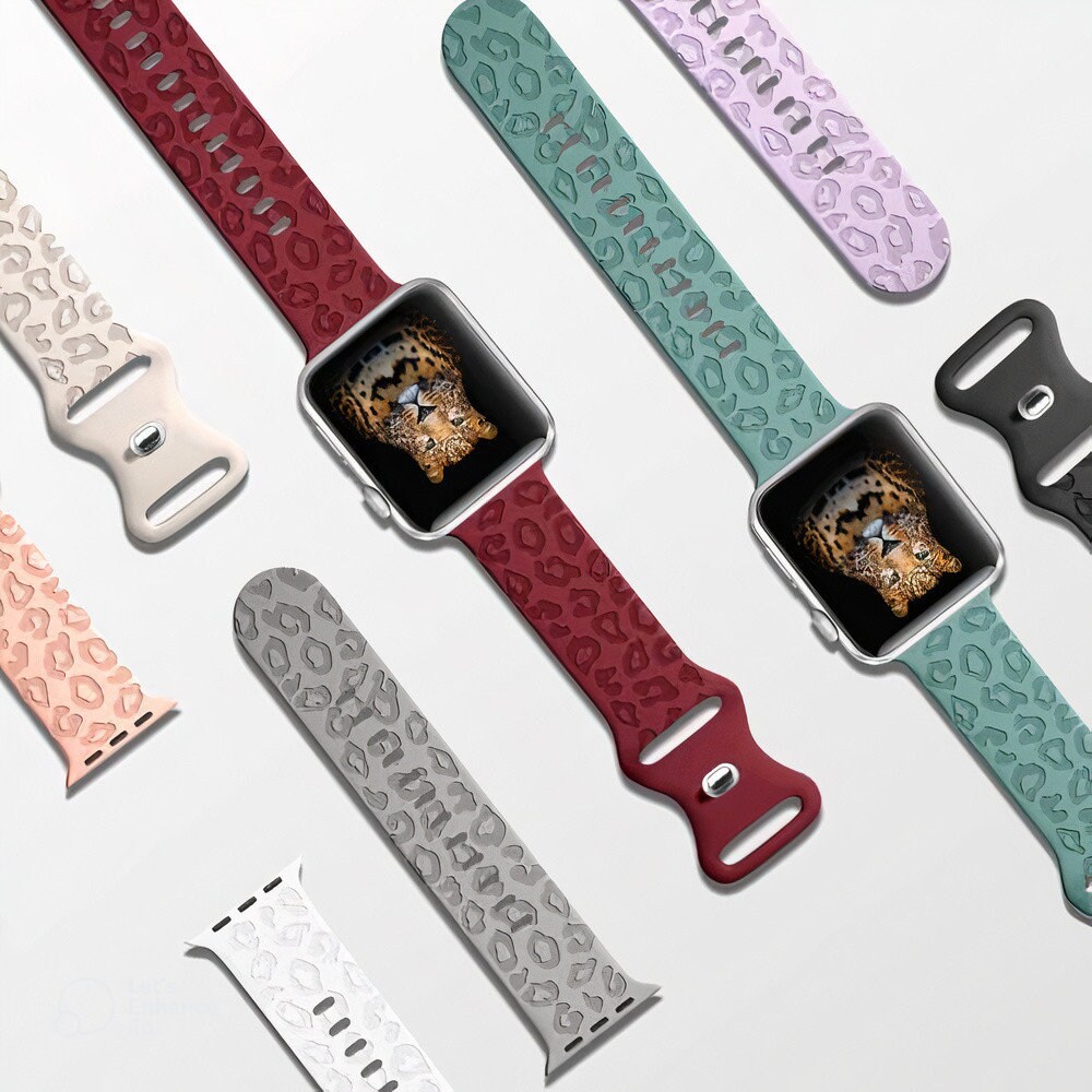 Engraved Bands Compatible With Apple Watch, Leopard Pattern Soft ...