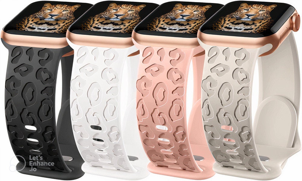 Engraved Bands Compatible With Apple Watch, Leopard Pattern Soft ...