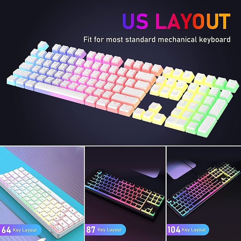 Pudding Keycaps PBT Keycap Set Translucent Bottom Layer Mechanical ...
