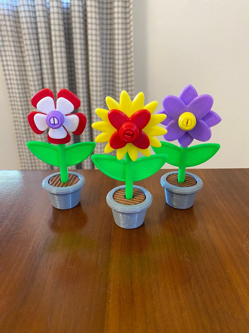 Trio of Flowers (3D Printed, PLA) - Etsy
