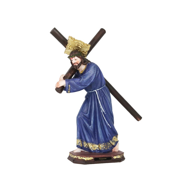 Nazareno' Con Túnica Azul Y Cruz 11.5 Inch Statue Resin Nazarene ...