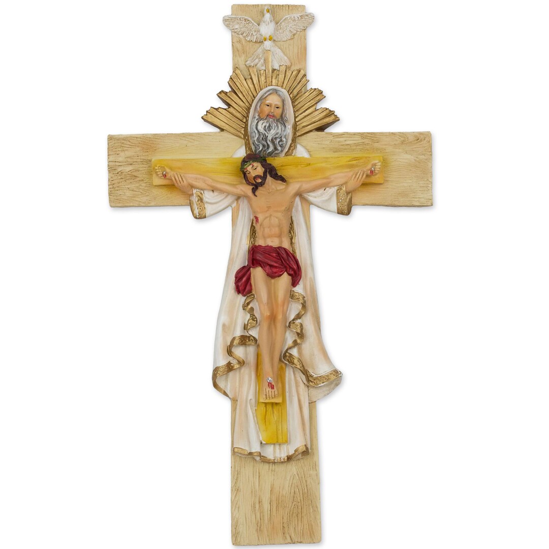 Wall Resin Holy Trinity Crucifix 15"x 9" Santísima Trinidad Crucifijo ...