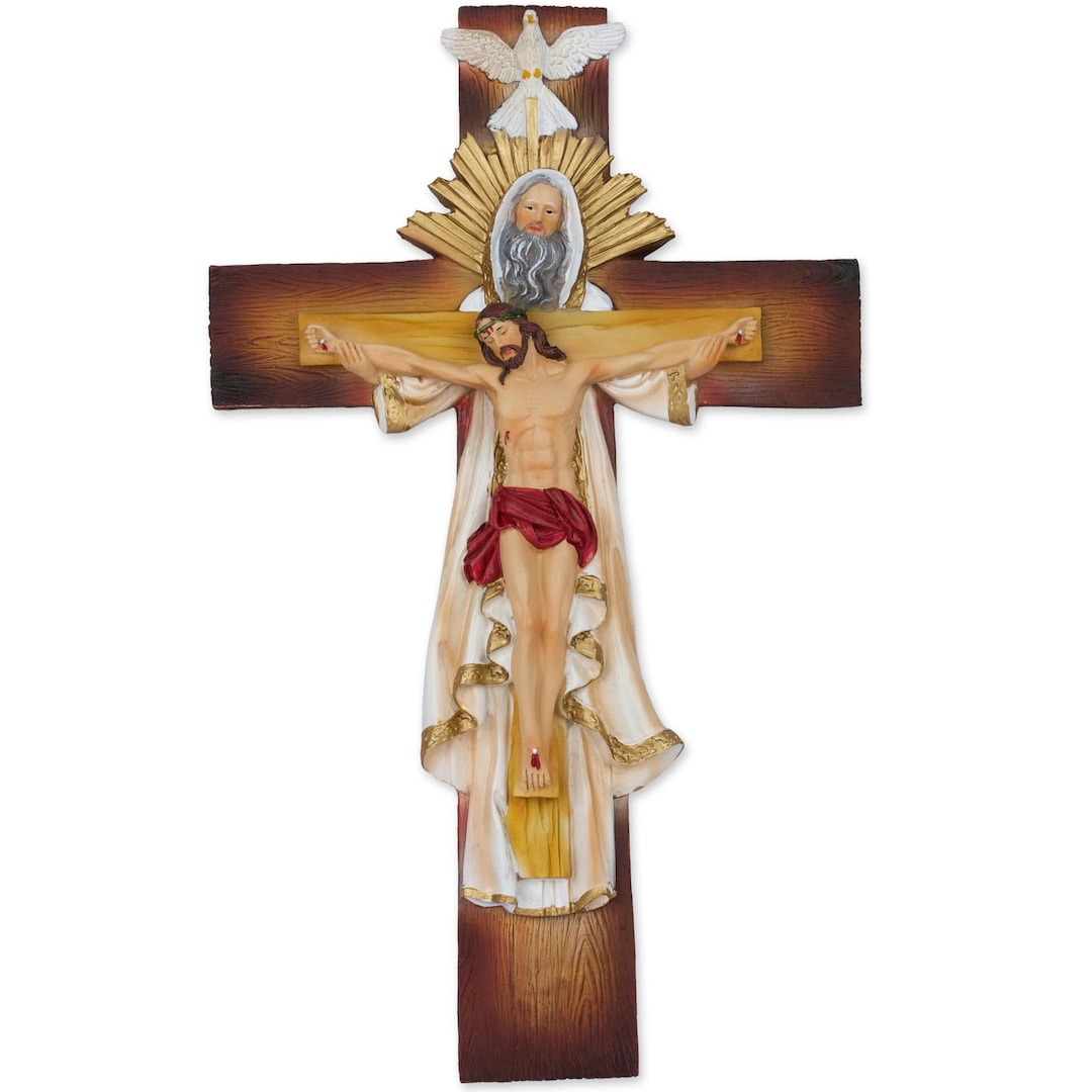 Wall Resin Holy Trinity Crucifix 15"x9" Santísima Trinidad Crucifijo - Etsy
