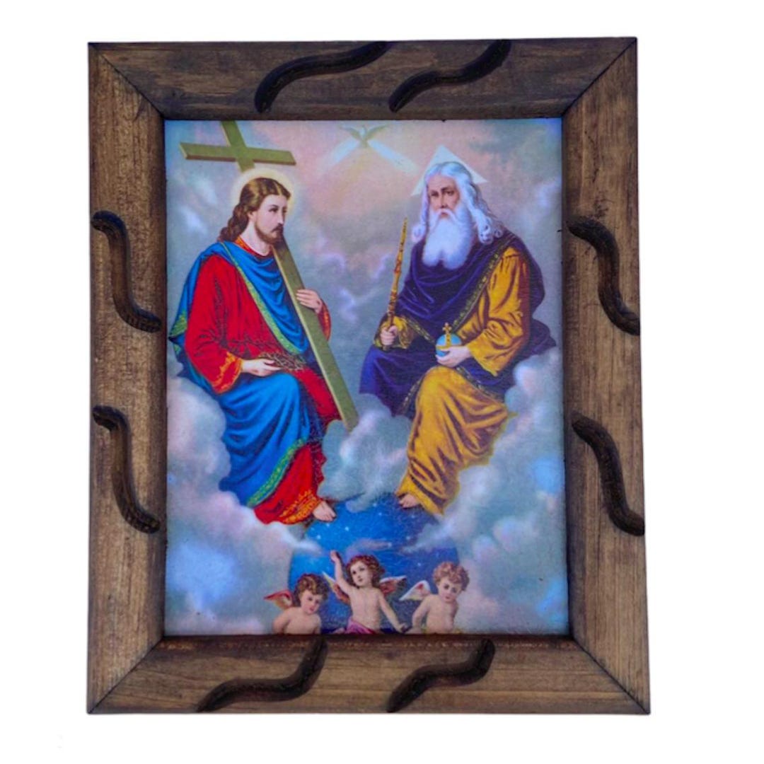 9"x11" Handcrafted Wood Frame Holy Trinity Father,son and Holy Spirit ...