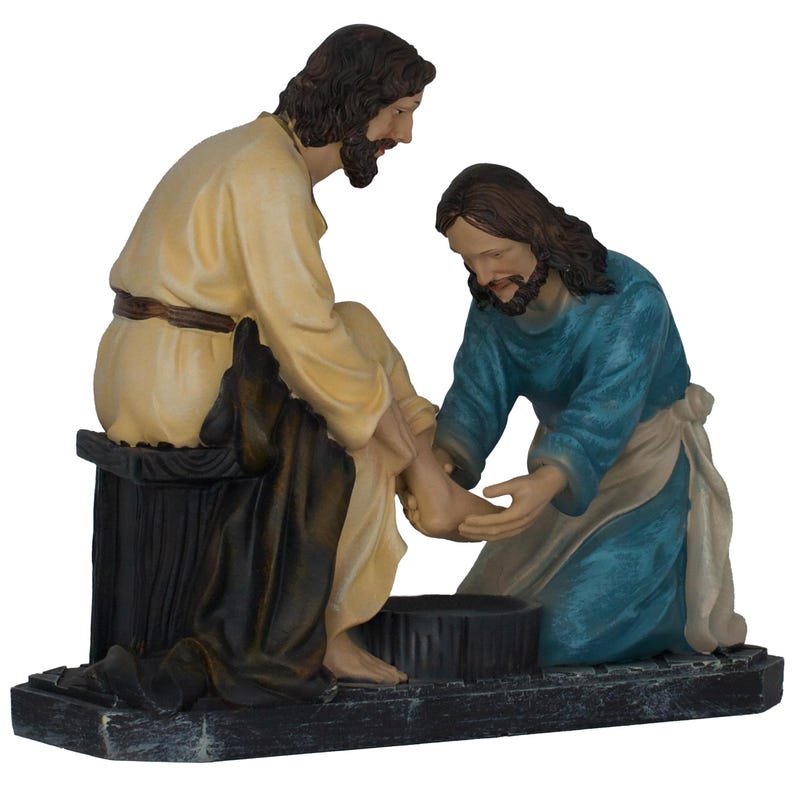 Jesus Washing His Disciples Feet Statue Sculpture 8"x9" Resin Jesus ...