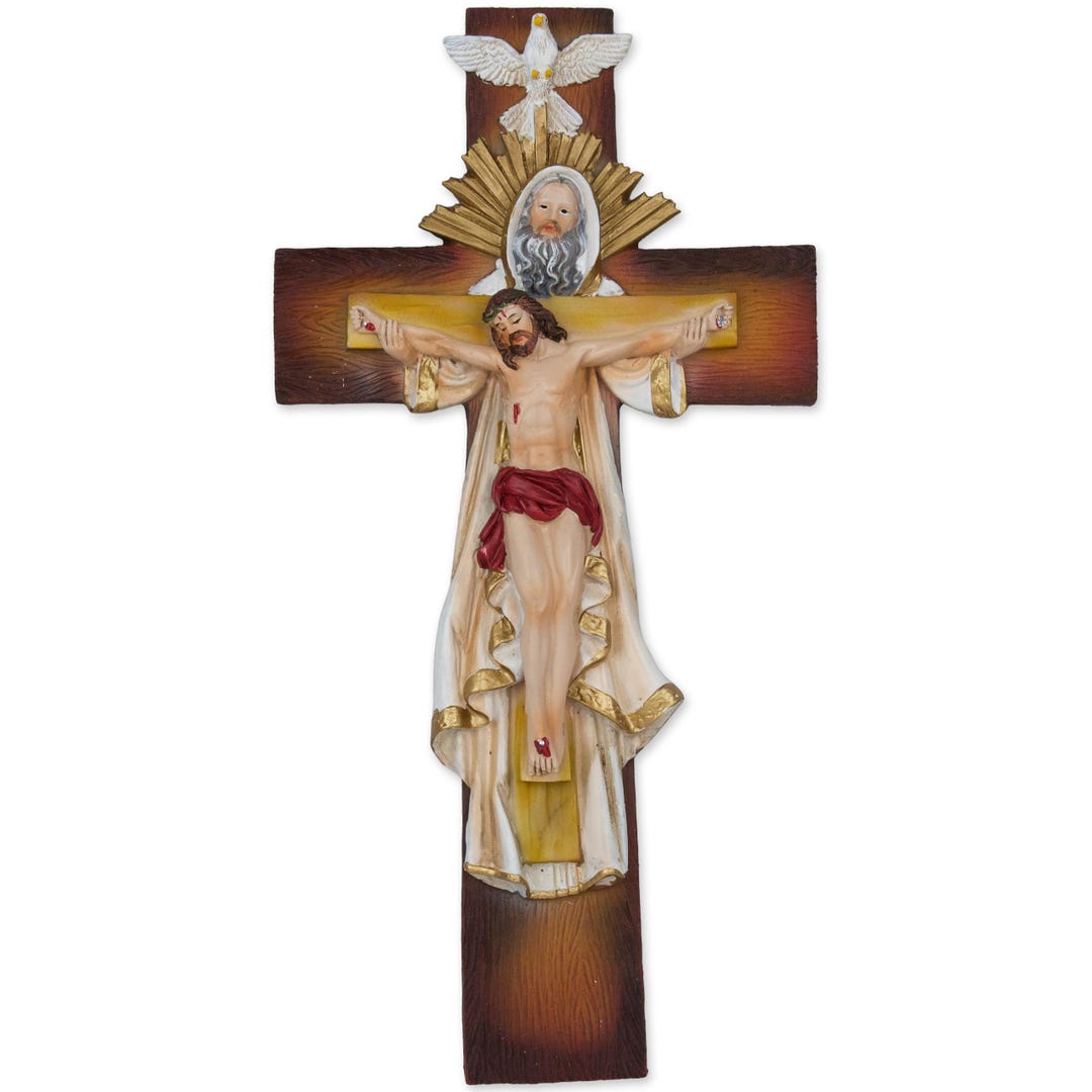 Brown Holy Trinity 12"x 5" Wall Resin Crucifix Santísima Trinidad ...