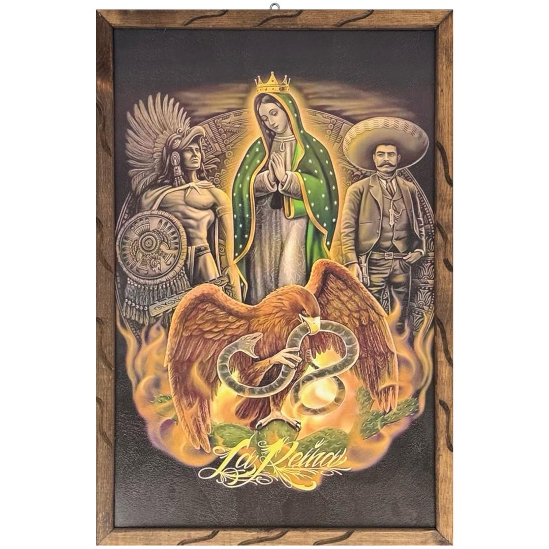 Virgen De Guadalupe Con Pancho Villa Cuadro Rustico 24 X 36 Inch | Our ...