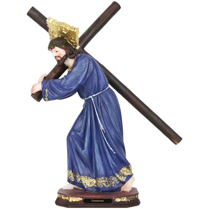 Nazareno' Con Túnica Azul Y Cruz 11.5 Inch Statue Resin Nazarene ...