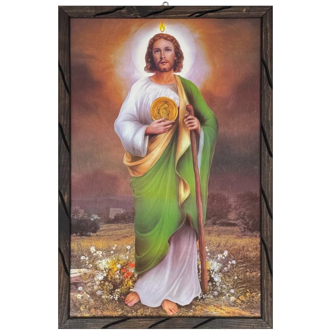 San Judas Cuadro Rustico 24 X 36 Inch | Saint Jude in Rustic Wood Frame ...