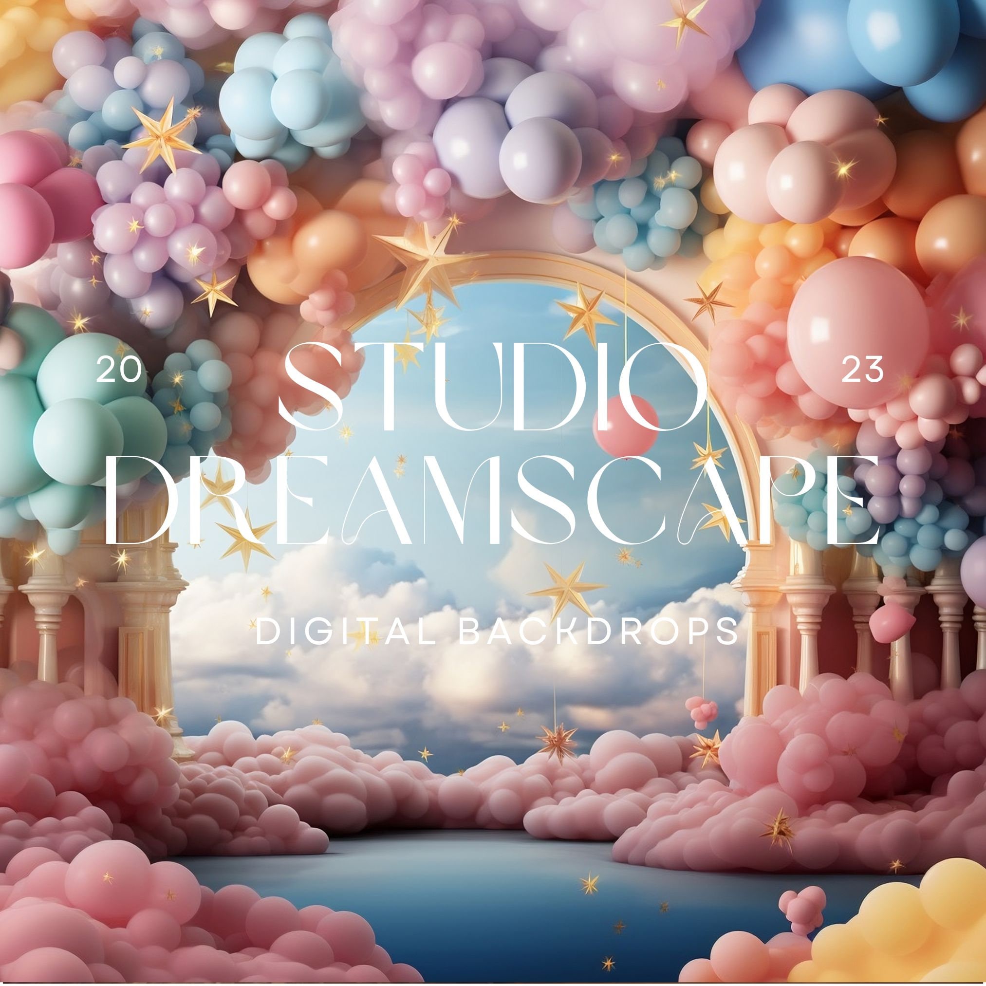 12 Balloons Digital Backdrops Cake Smash Bundle Birthday Background ...