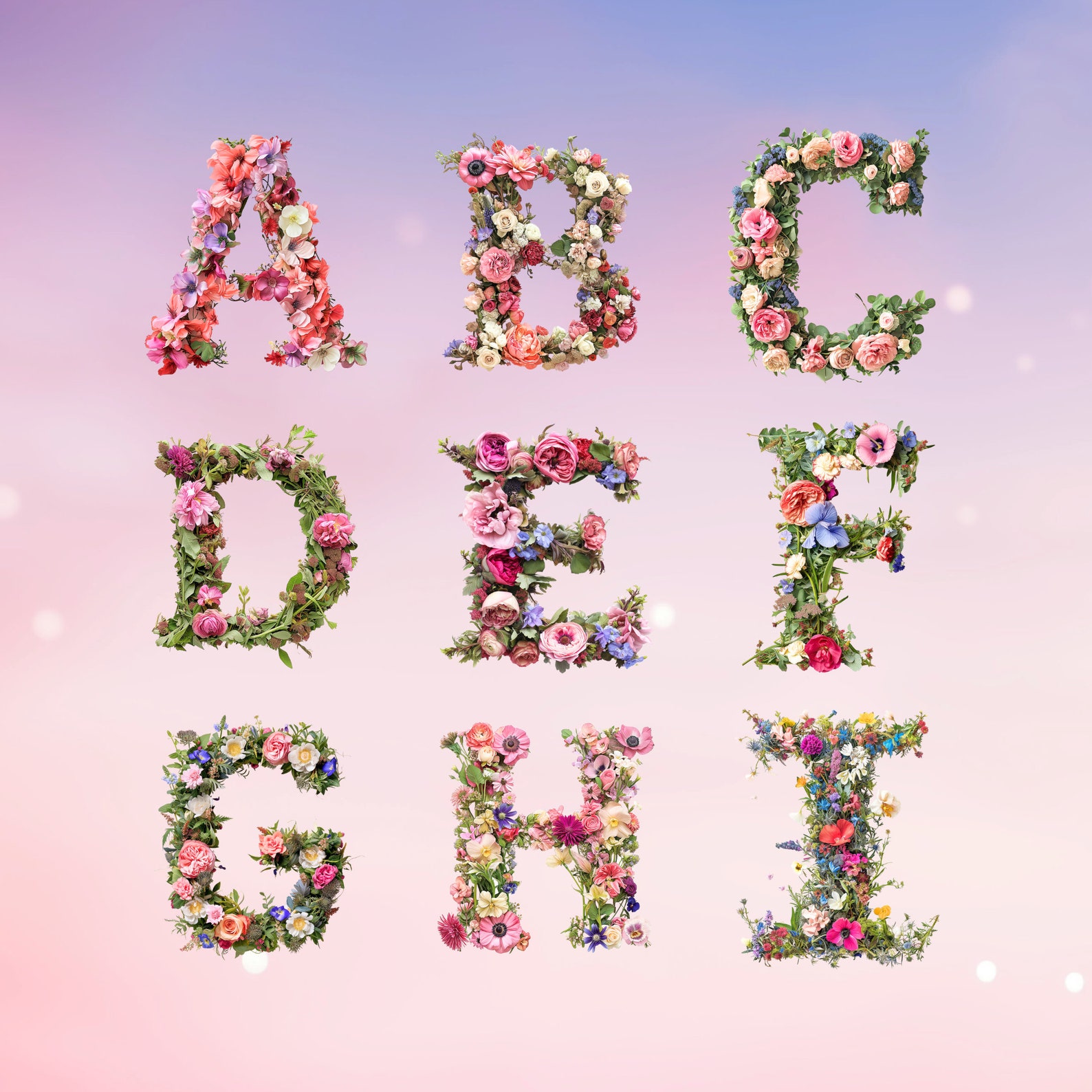 Floral Alphabet, Transparent Background, PNG, High Quality, Floral Font ...