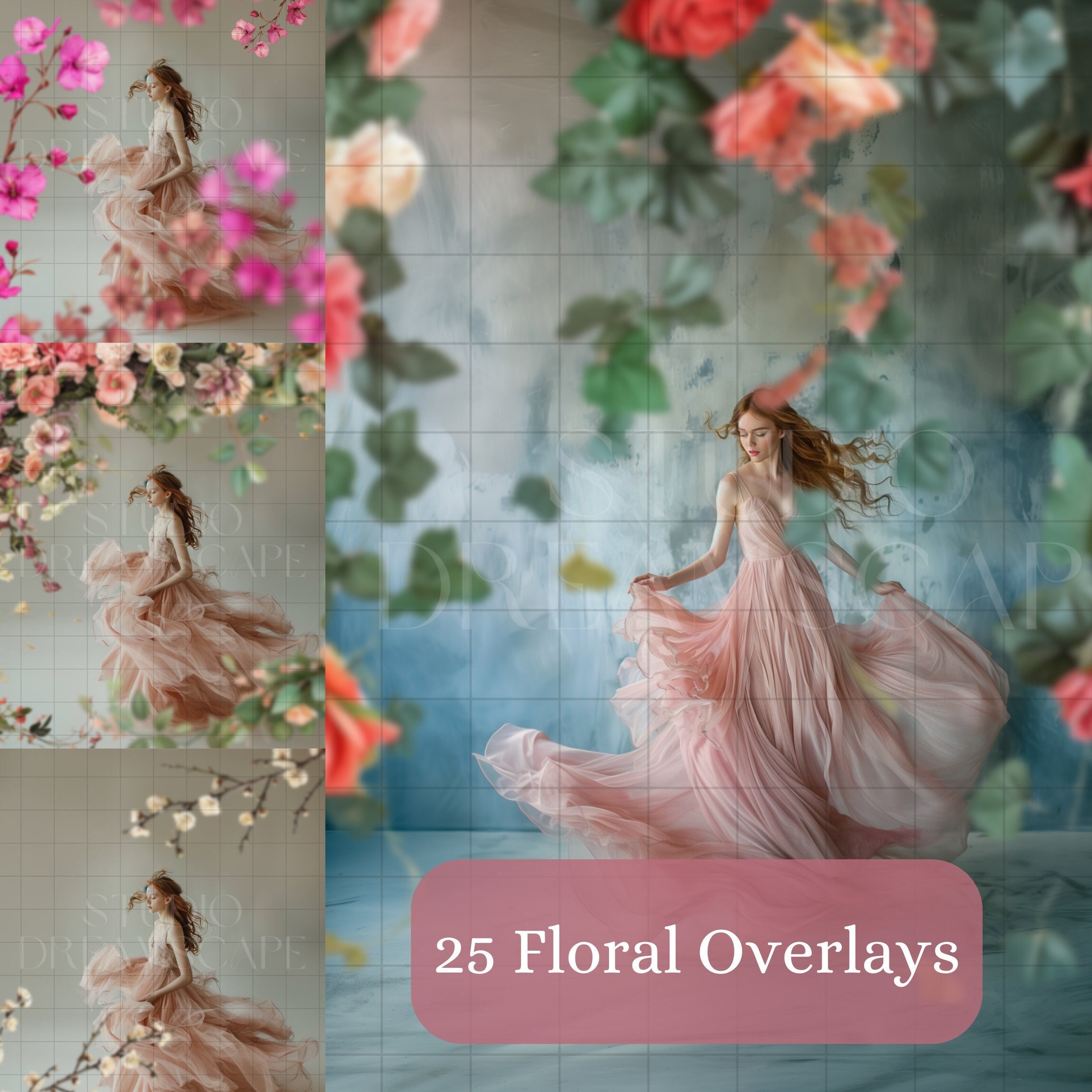 25 X Floral Photoshop Overlays, Romantic, Wedding Photo, Maternity ...