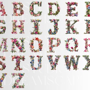 Floral Alphabet, Transparent Background, PNG, High Quality, Floral Font ...