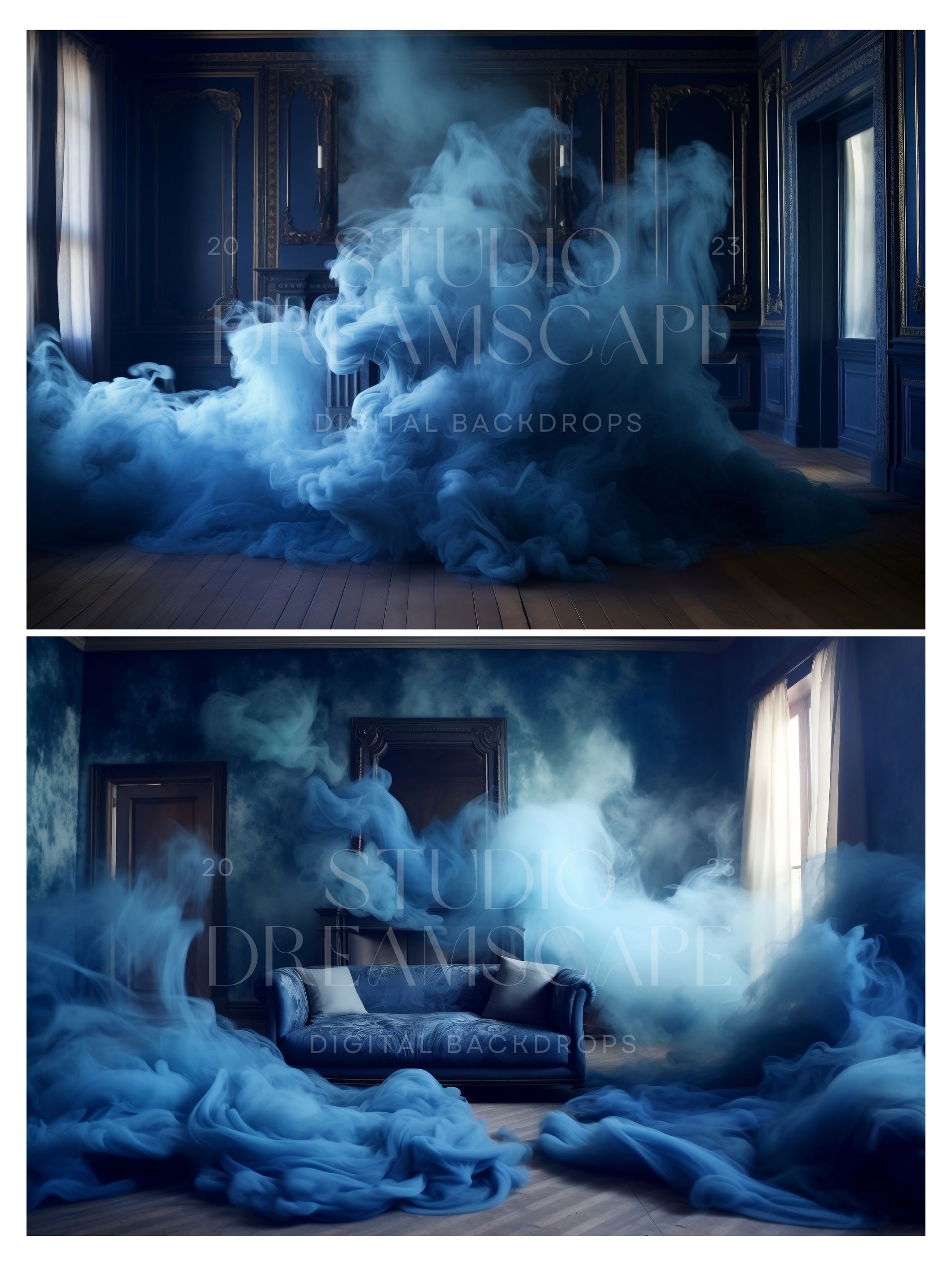 10 Electric Blue Silky Smoke Digital Backdrops | Bundle | Wedding ...