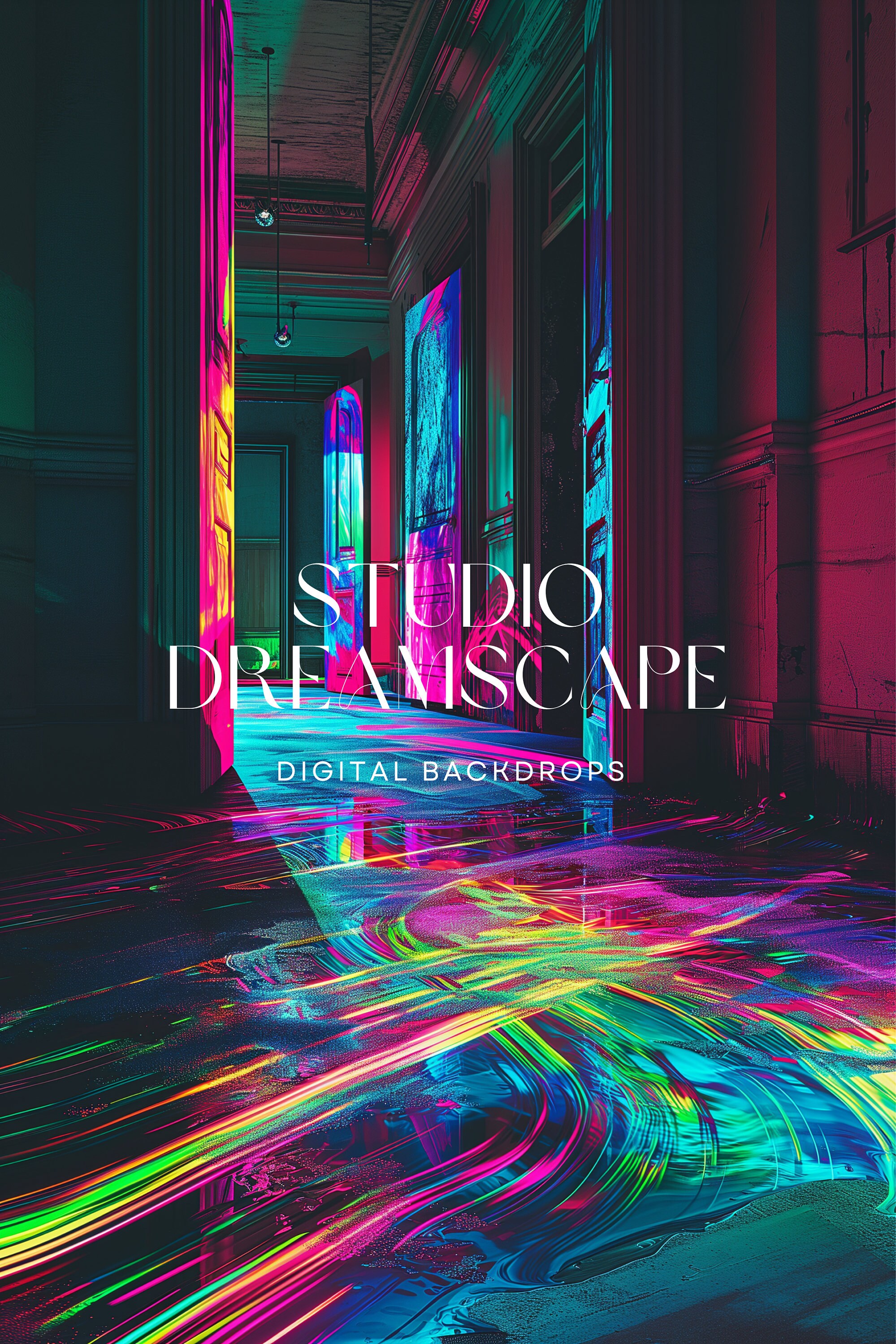 14 Digital Backdrops | Dark Rainbow Backdrop | Party Background ...