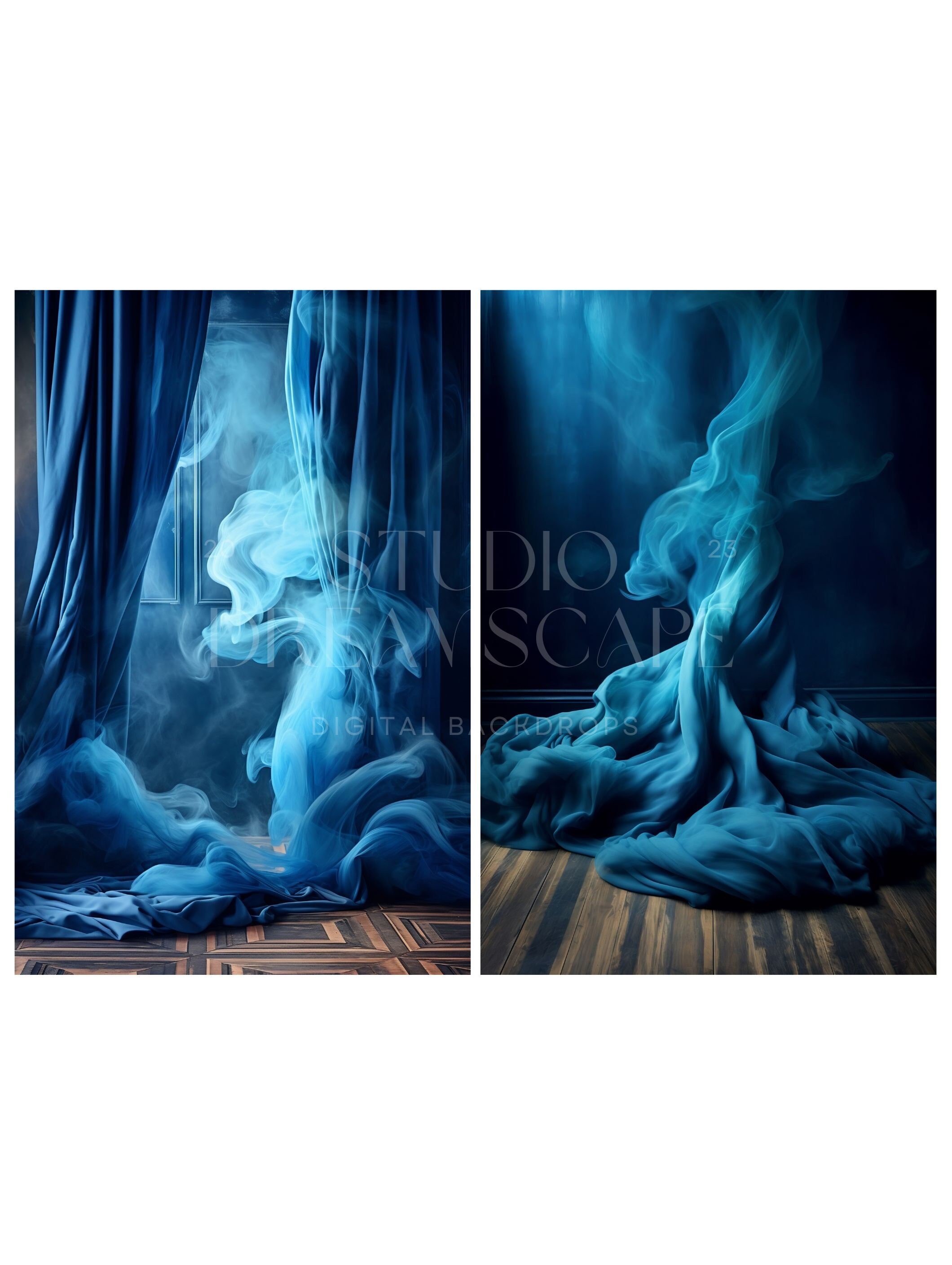 10 Electric Blue Silky Smoke Digital Backdrops | Bundle | Wedding ...
