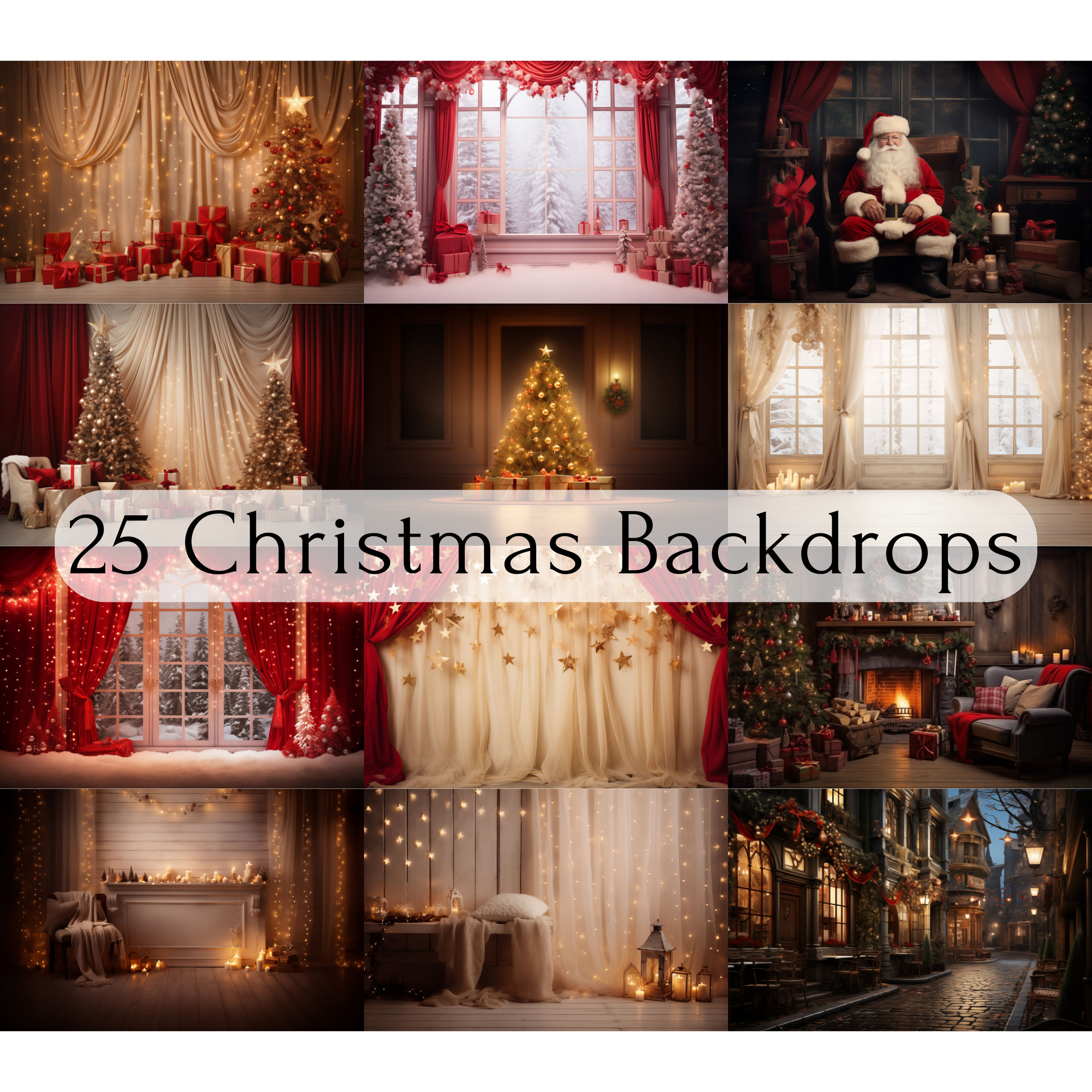 25 Christmas Digital Backdrop, Festival Photography, Photo Booth ...