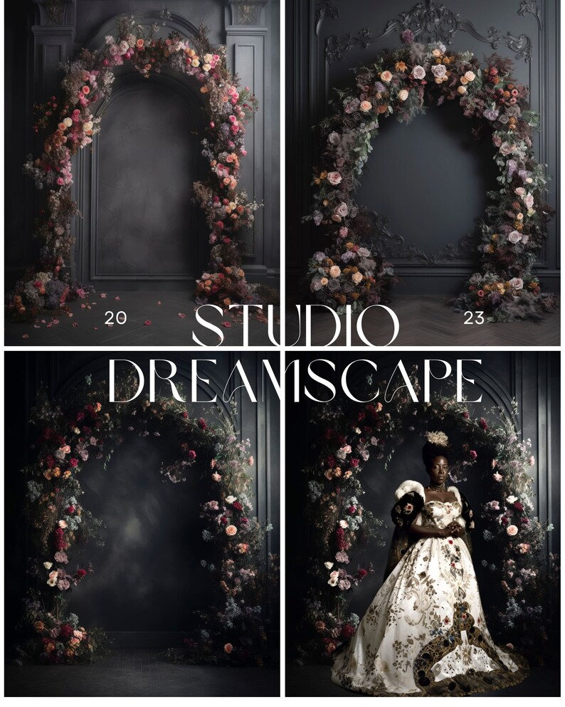 12 X Digital Backdrops, Floral Digital Backdrops, Dark Moody Floral ...