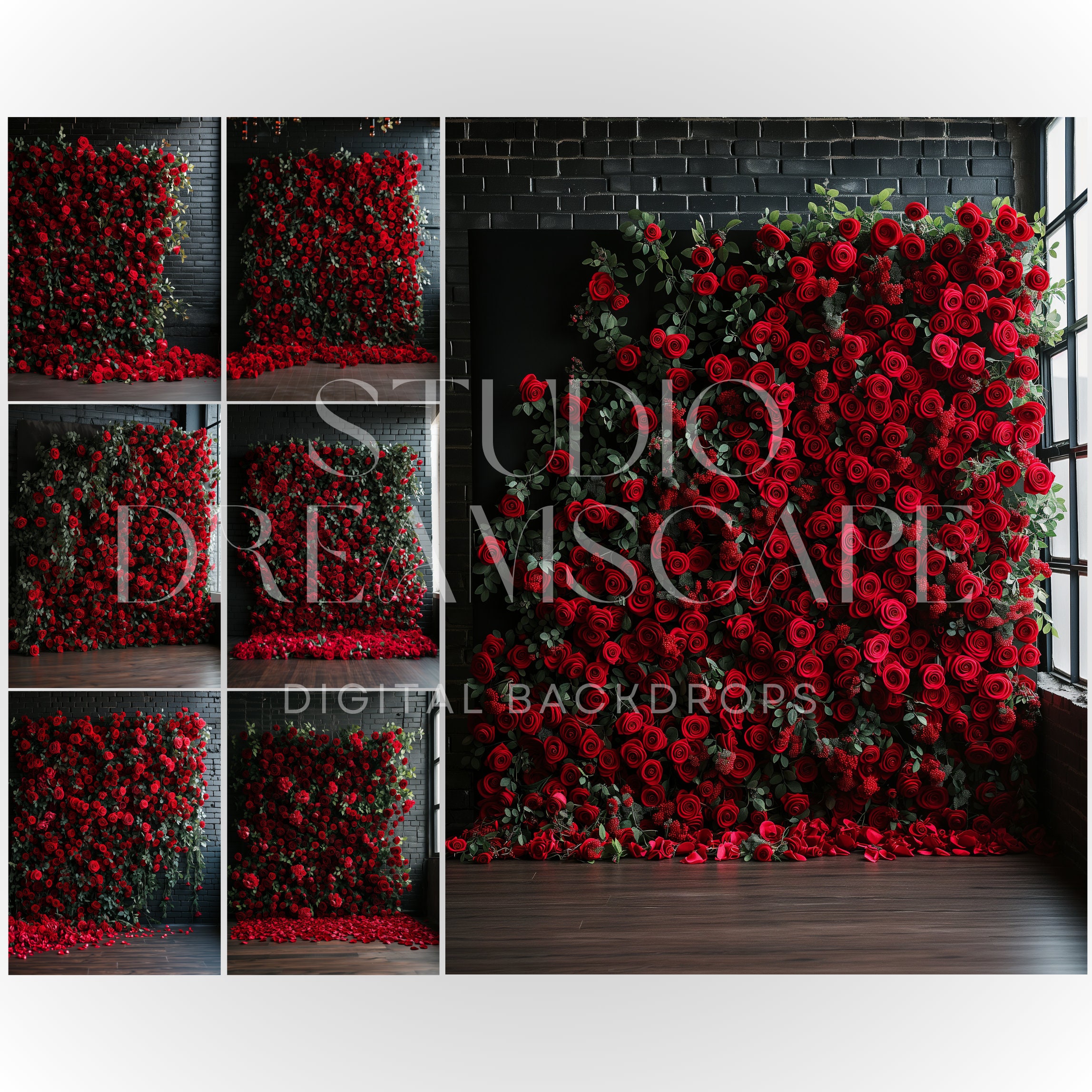 Red Roses, 7 X Digital Backdrop, Valentine's Background, Wedding ...