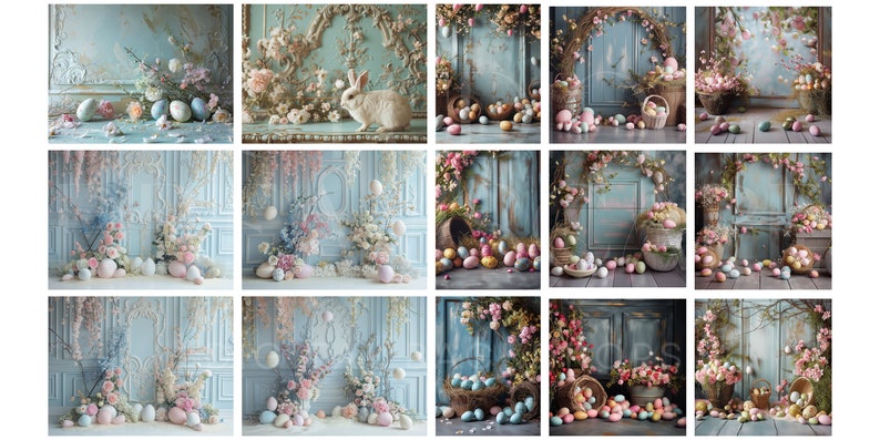 Easter Digital Backdrops Bundle for Photography, Scrapbooking, Social ...