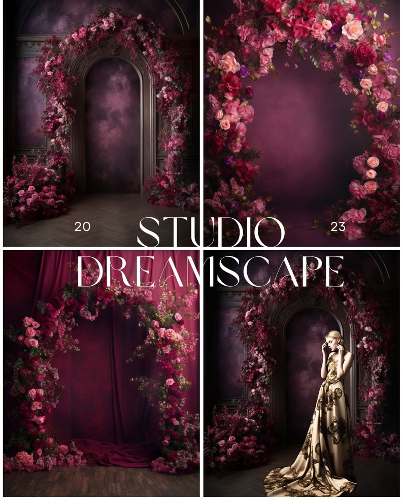 12 X Digital Backdrops, Floral Digital Backdrops, Dark Moody Floral ...