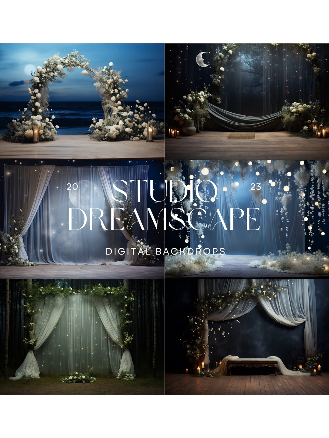 20 X Romantic Digital Backdrop | Night | Digital Backdrops | Wedding ...