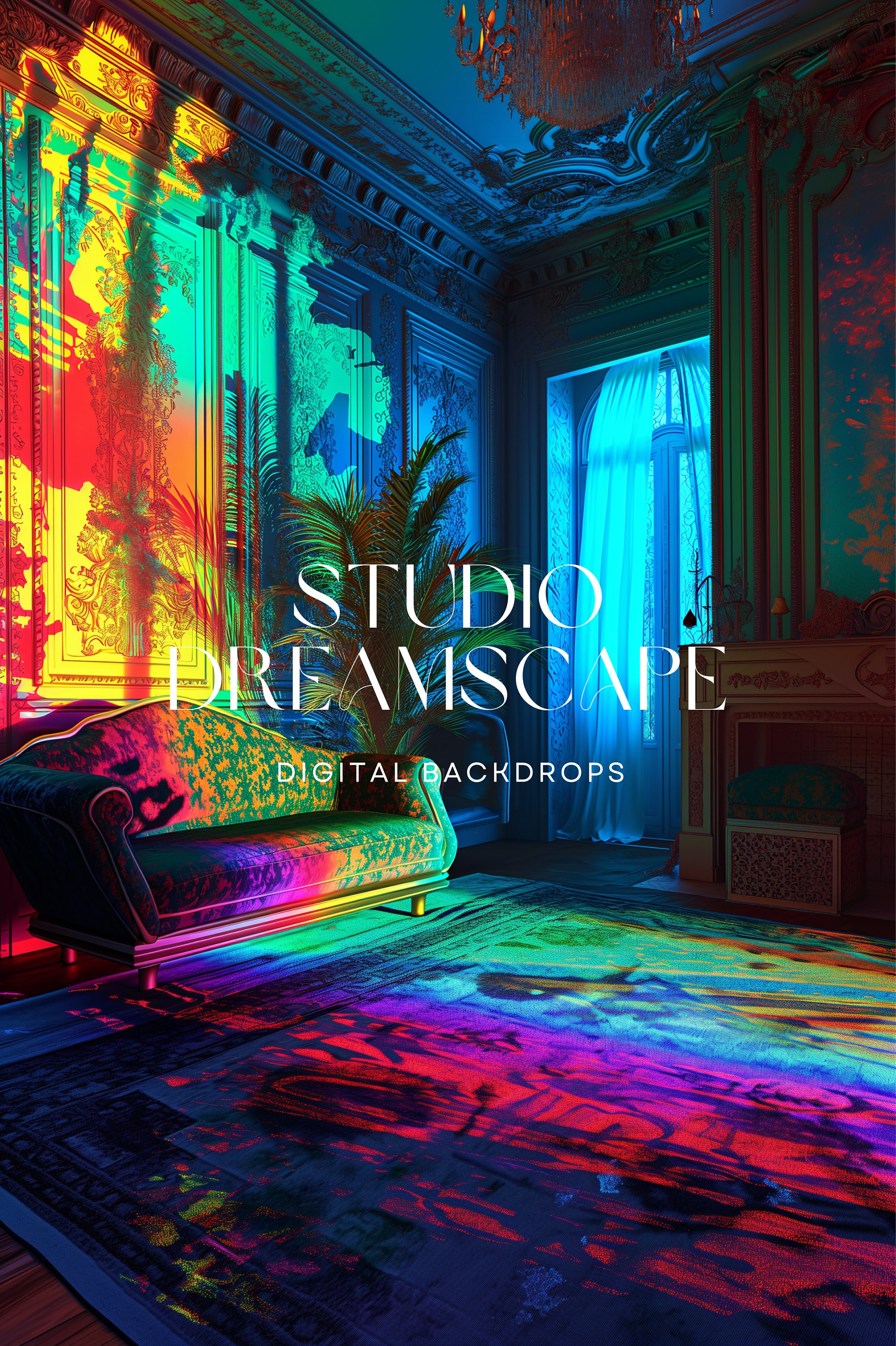 14 Digital Backdrops | Dark Rainbow Backdrop | Party Background ...