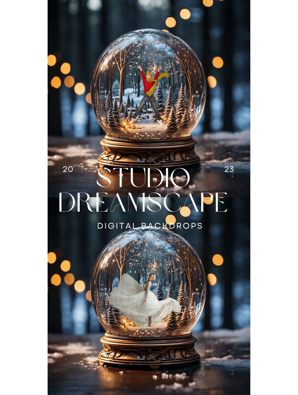 10 Christmas Snow-globe Digital Backdrops, Christmas Card, Christmas ...