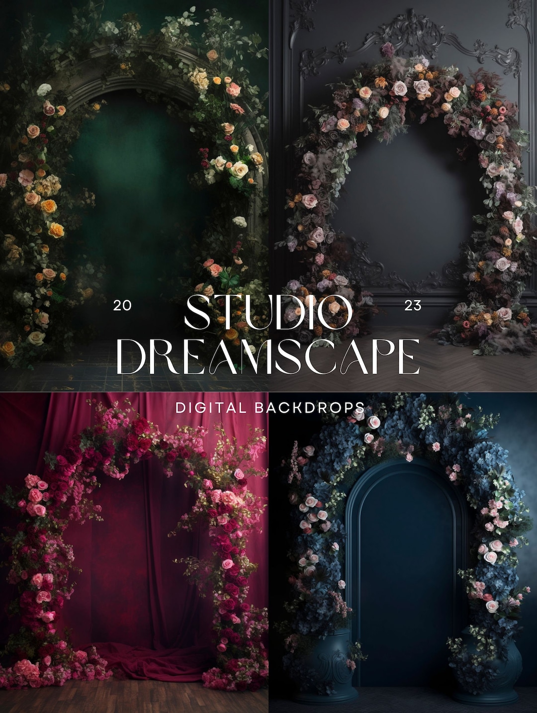 12 X Digital Backdrops Floral Digital Backdrops Dark Moody - Etsy