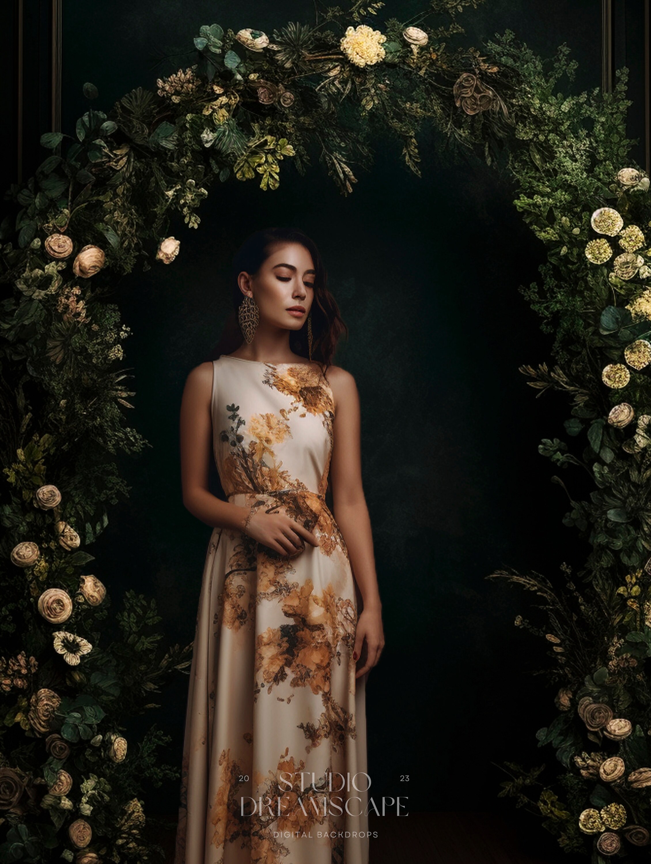 12 X Digital Backdrops, Floral Digital Backdrops, Dark Moody Floral ...