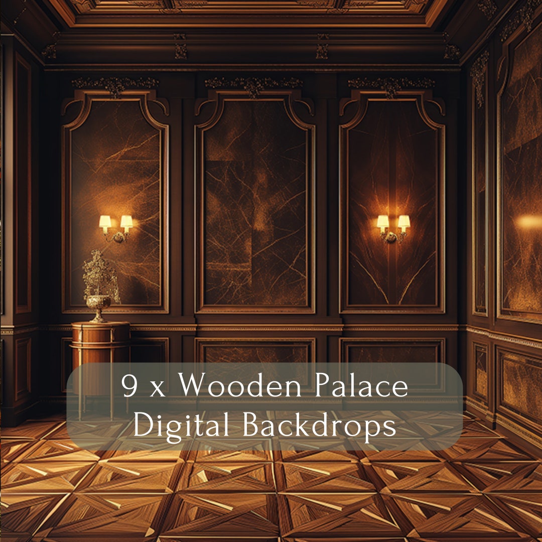 9 X Wooden Palace Digital Backdrop, Elegant Backdrop, Classy Backdrop ...