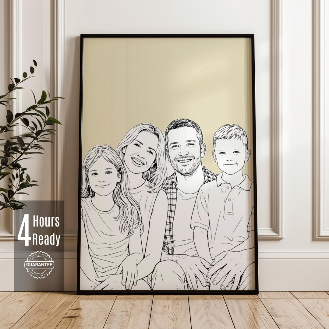 Custom Line Art Family Illustration From Photo | Minimalist Modern ...