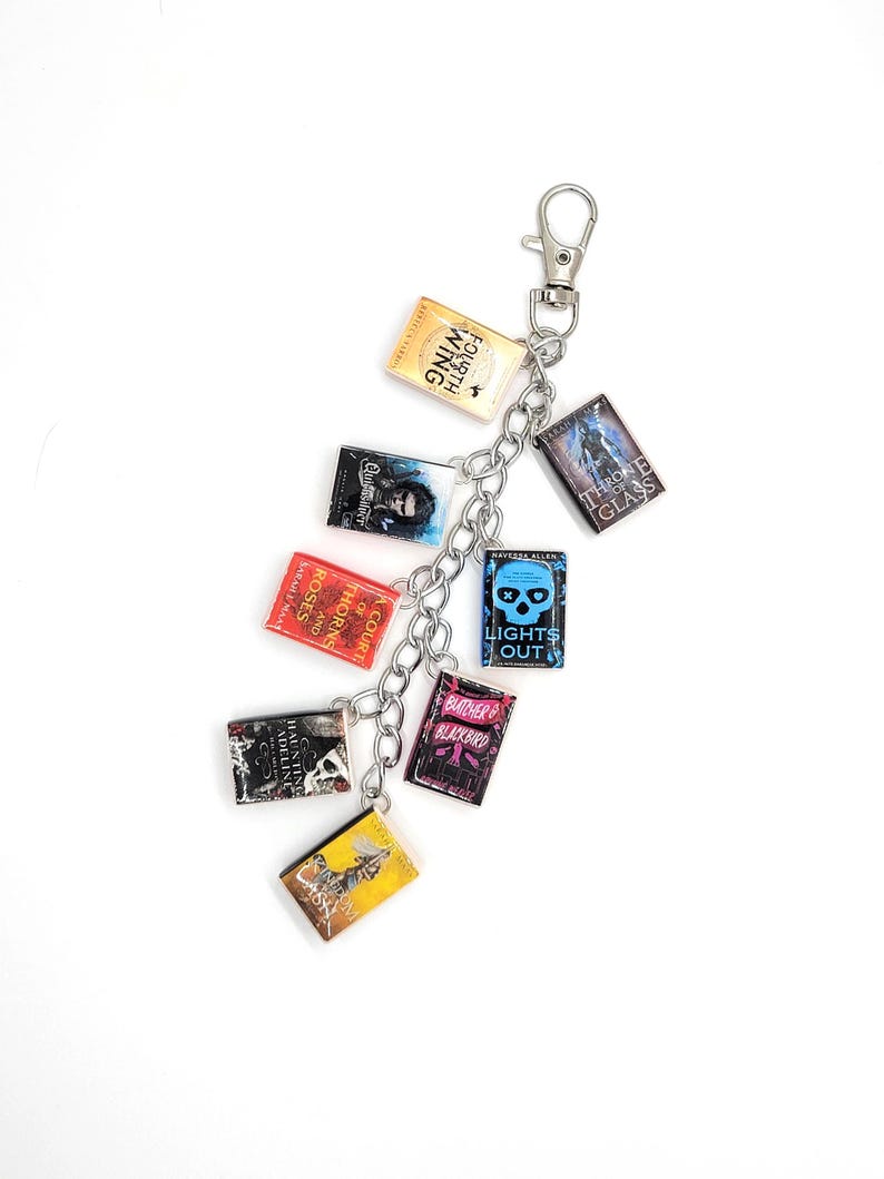 Custom Multi-book Keychain | Handmade Mini Book Charms With Beads ...