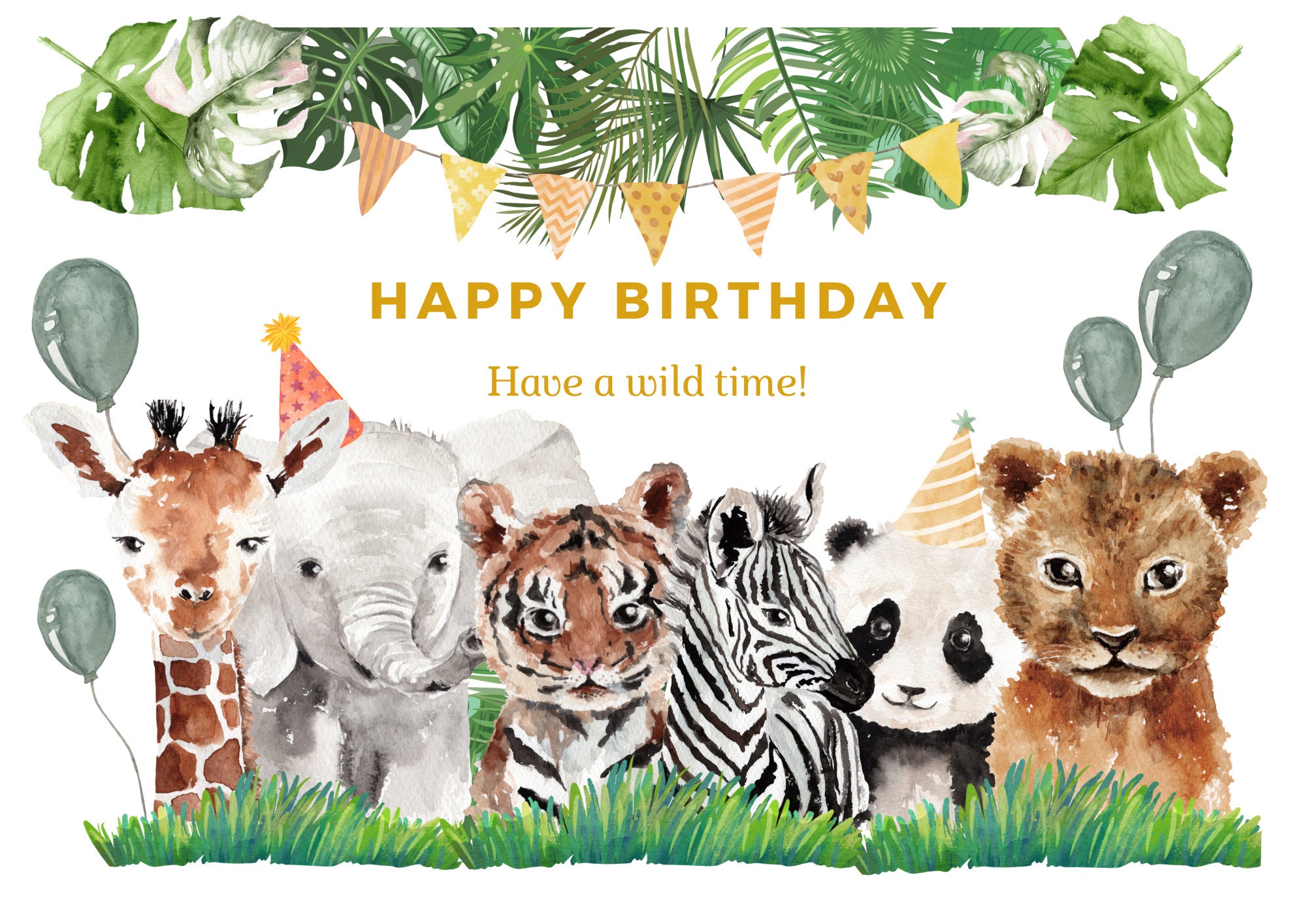 Jungle Party Birthday Folded Cards. - Etsy