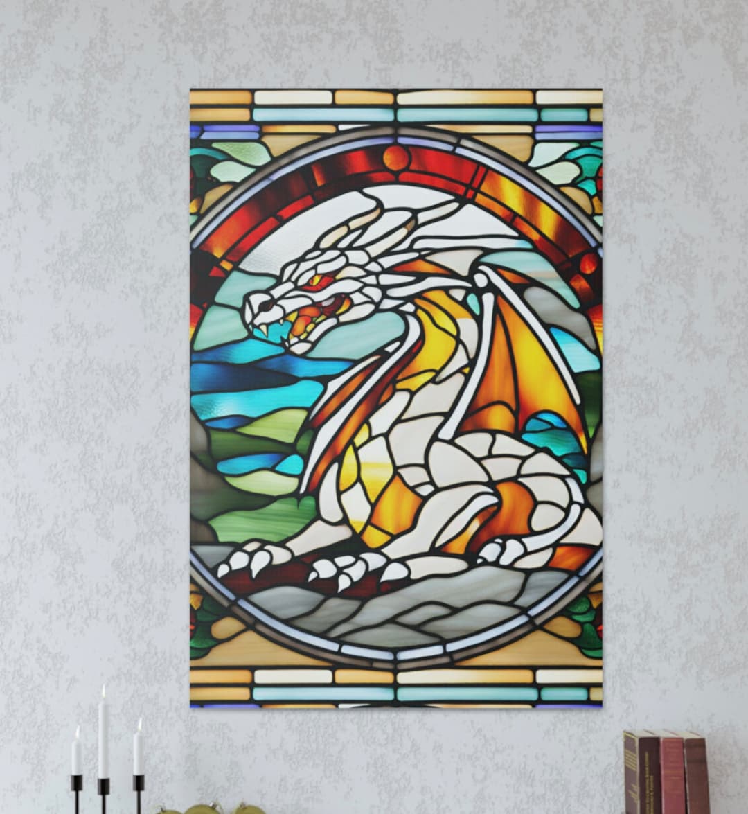 DND Wall Art, Stained Glass Dungeons and Dragons Wall Art, DND Canvas ...