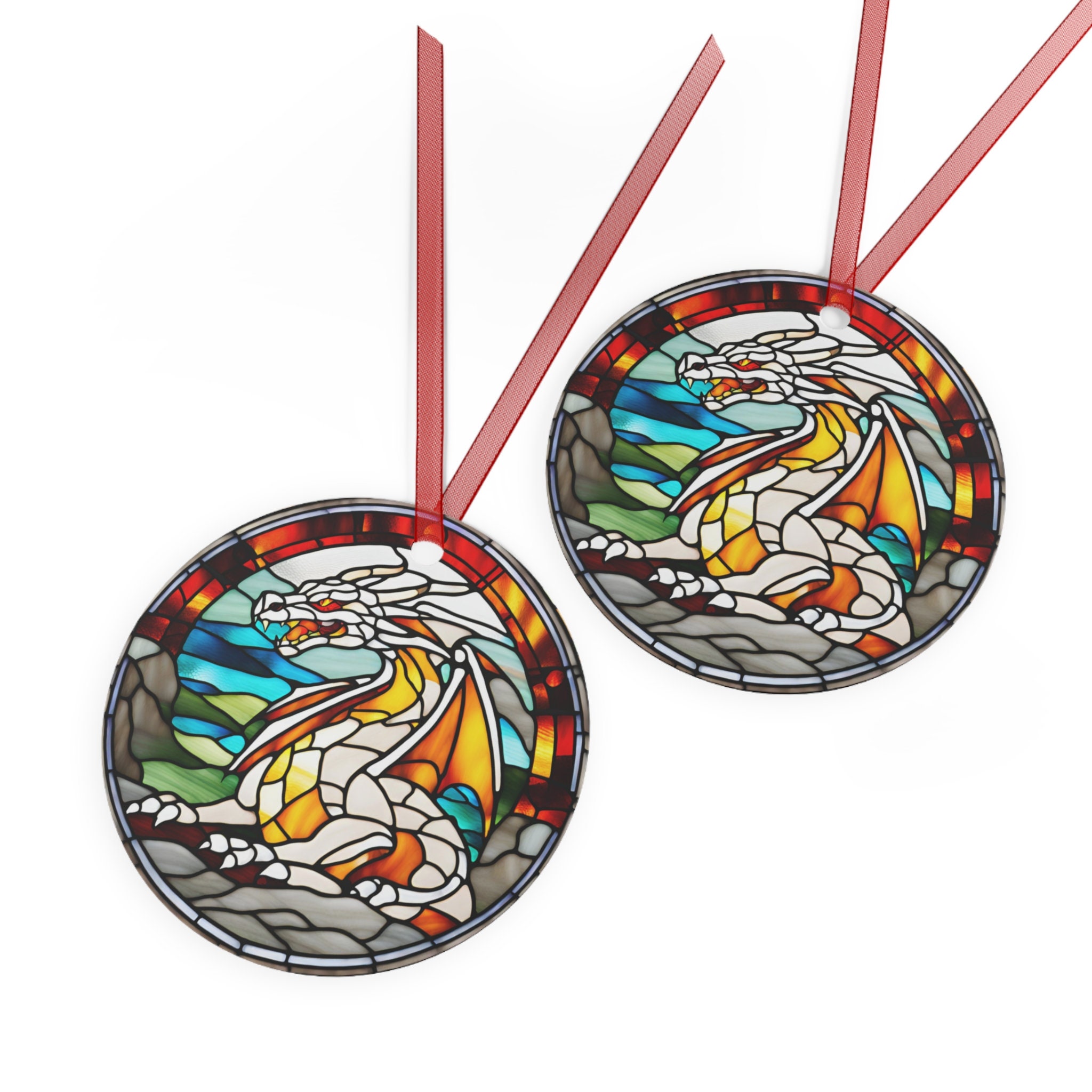 DND Ornament With Stained Glass Dragon, Faux Stained Glass Aesthetic ...