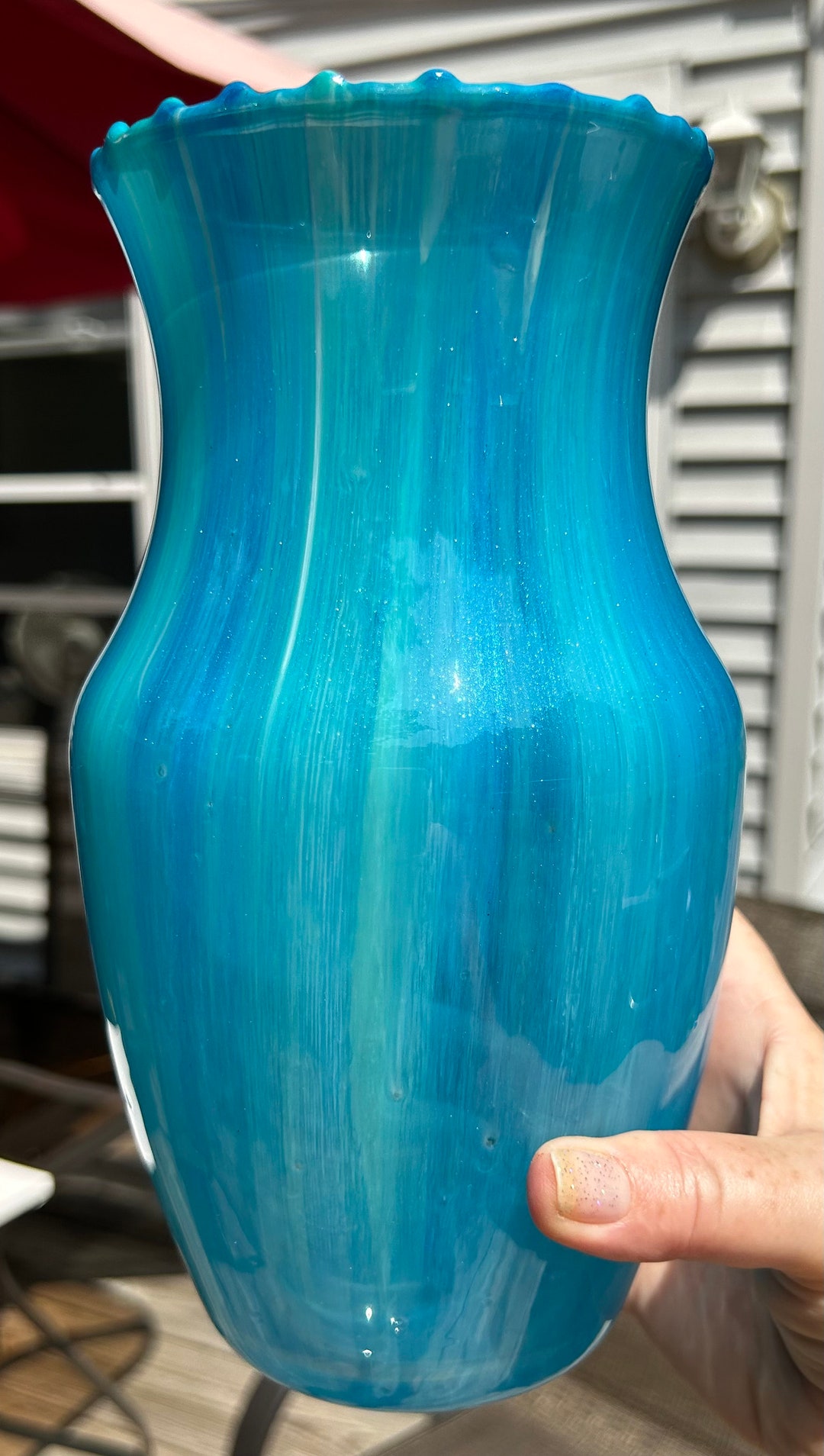 Blue Resin And Glass Vase Etsy