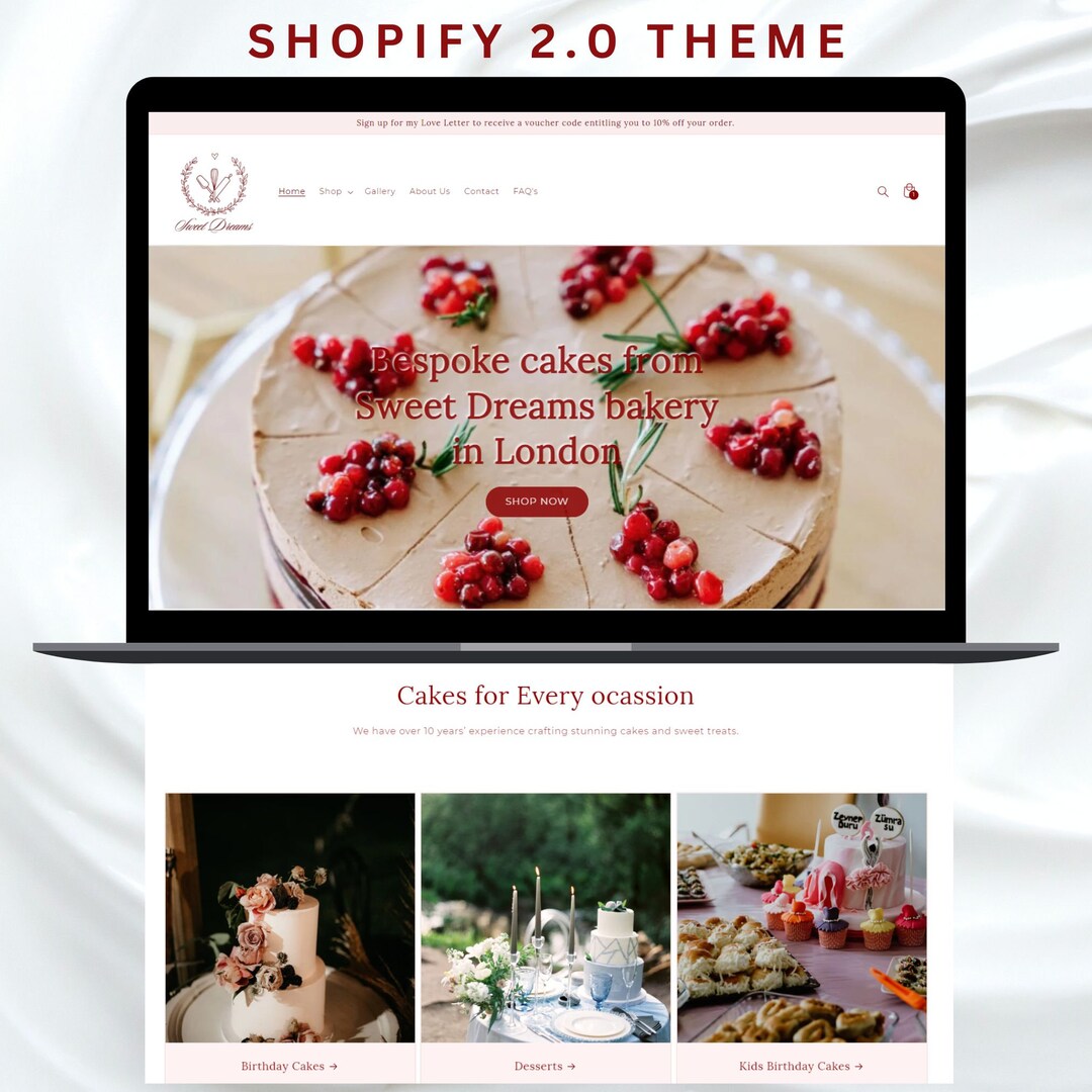Cake Shopify Theme, Bakery Store Shopify Template, Handmade Shopify ...