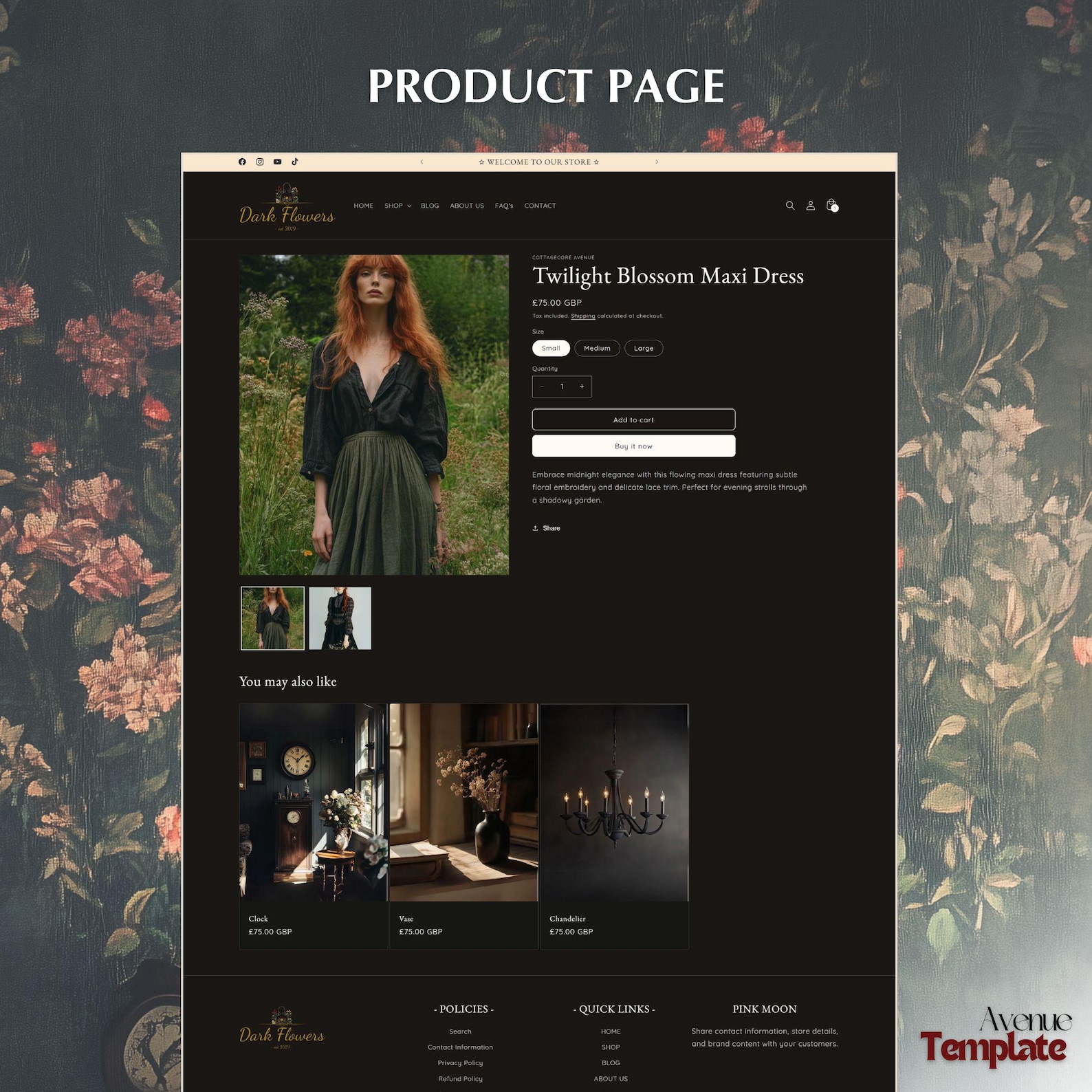 Dark Cottagecore Shopify Theme, Black Shopify Theme, Dark Shopify ...