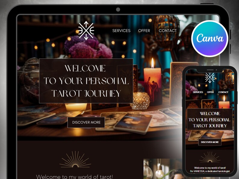 Dark Canva Website, Tarot Website Template Canva, Magic Astrologer Website, Canva Sales Page ...